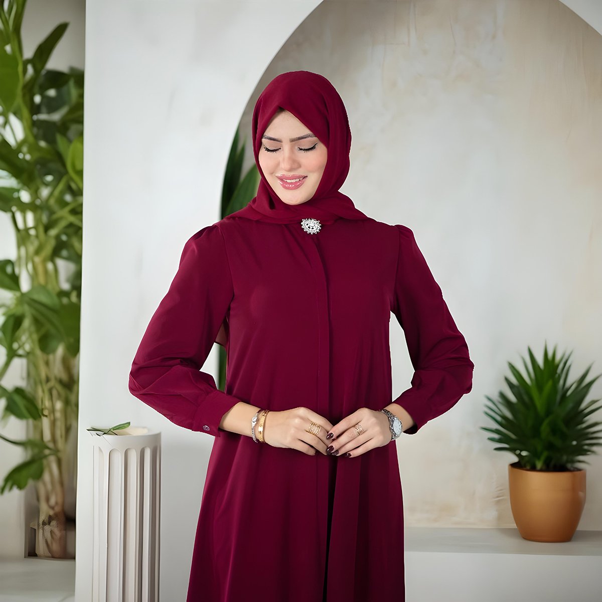 فستان لميس أحمر أجوري AB087 - Abayaty